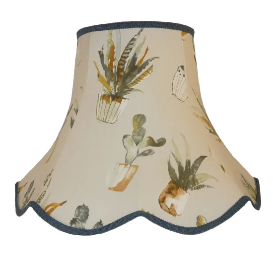 Cactus Blue Modern Fabric Scalloped Lampshades