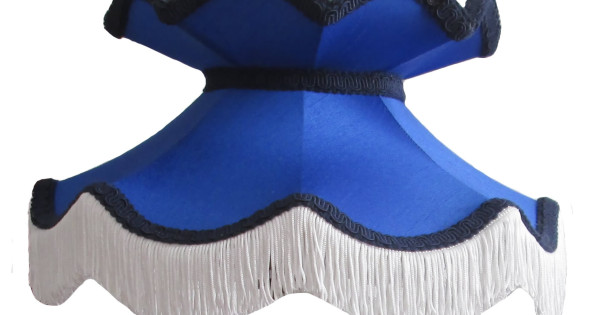 Royal Blue and White Victorian Fabric Lampshades