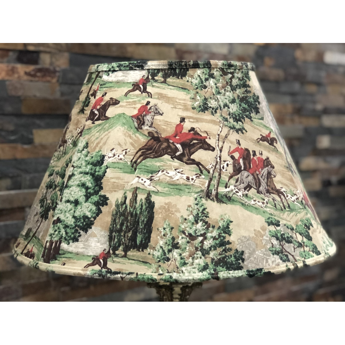 Sanderson Tally Ho Hunting Scene Contemporary Fabric Lampshades