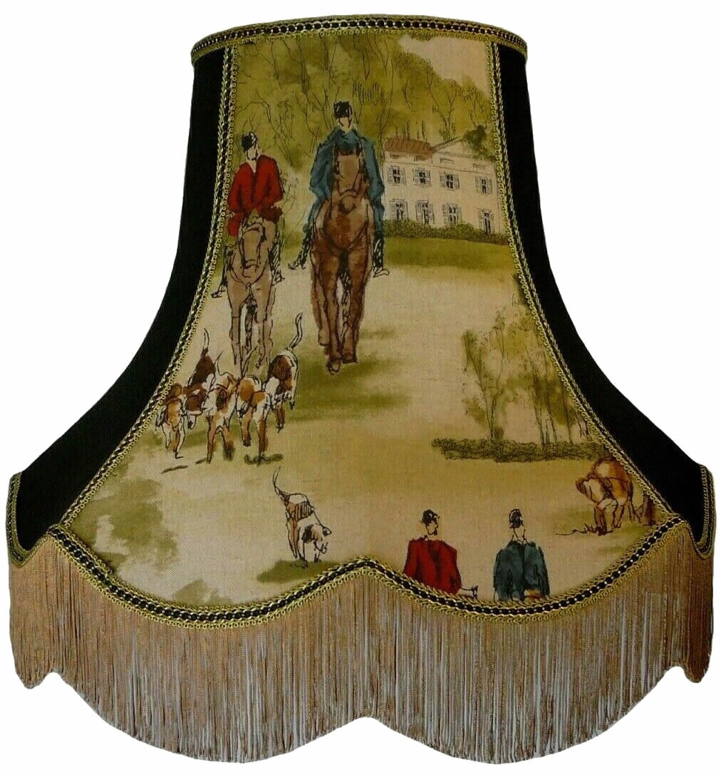 Tally Ho Hunting Scene Black Fabric Lampshades