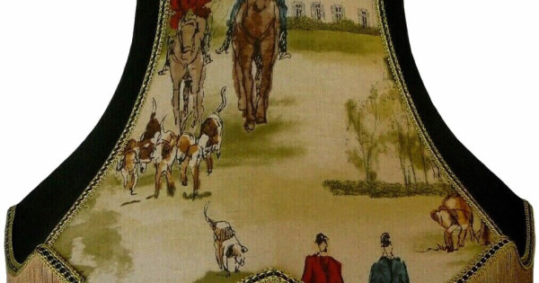 Tally Ho Hunting Scene Black Fabric Lampshades