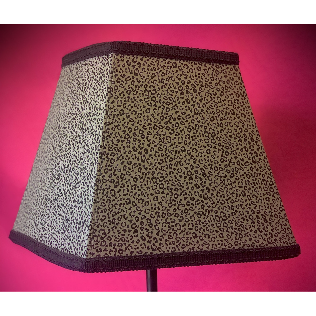 Khaki Green Animal Print and Black Trapezium Fabric Lampshades