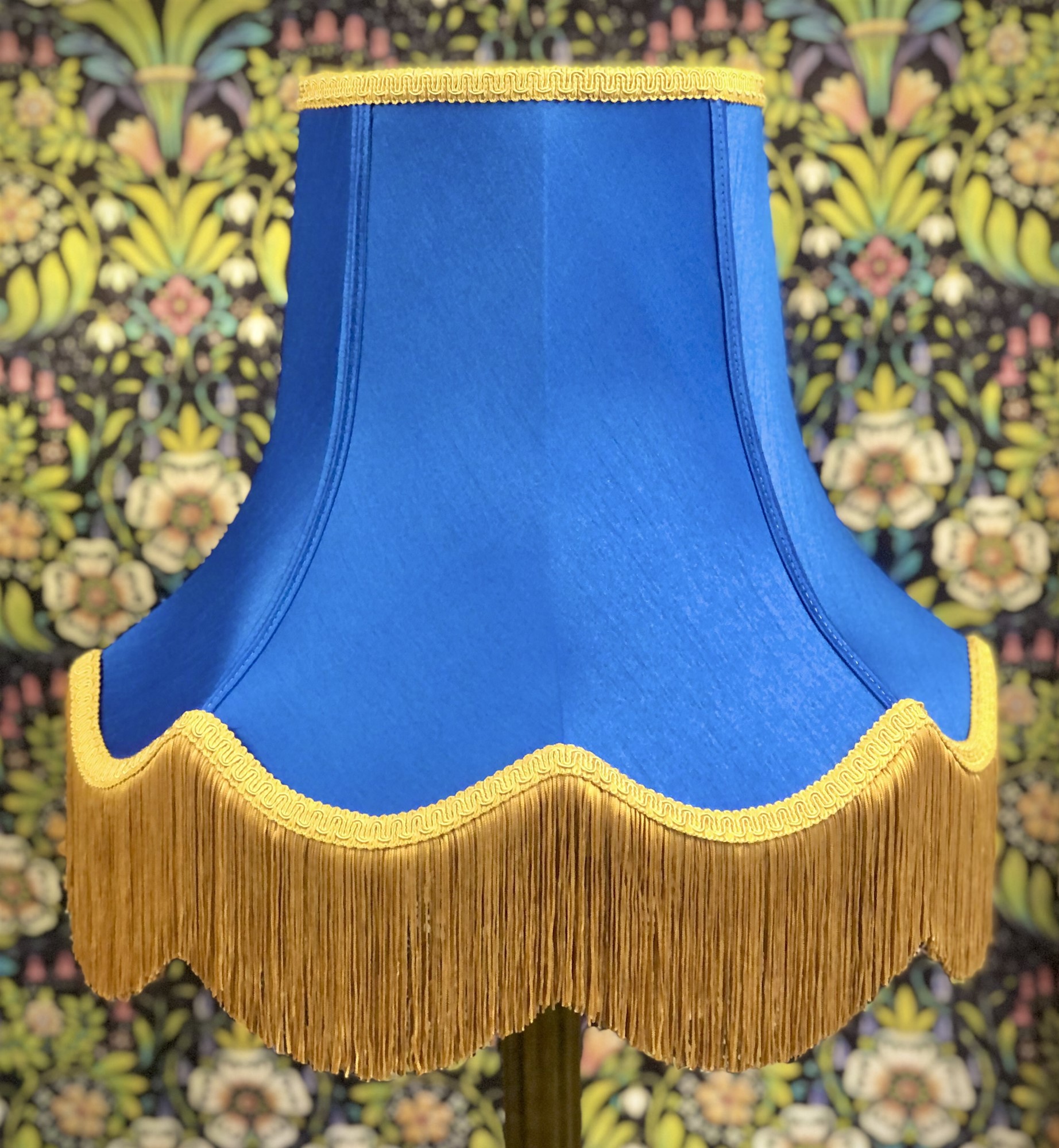 Royal Blue and Gold Fabric Lampshades