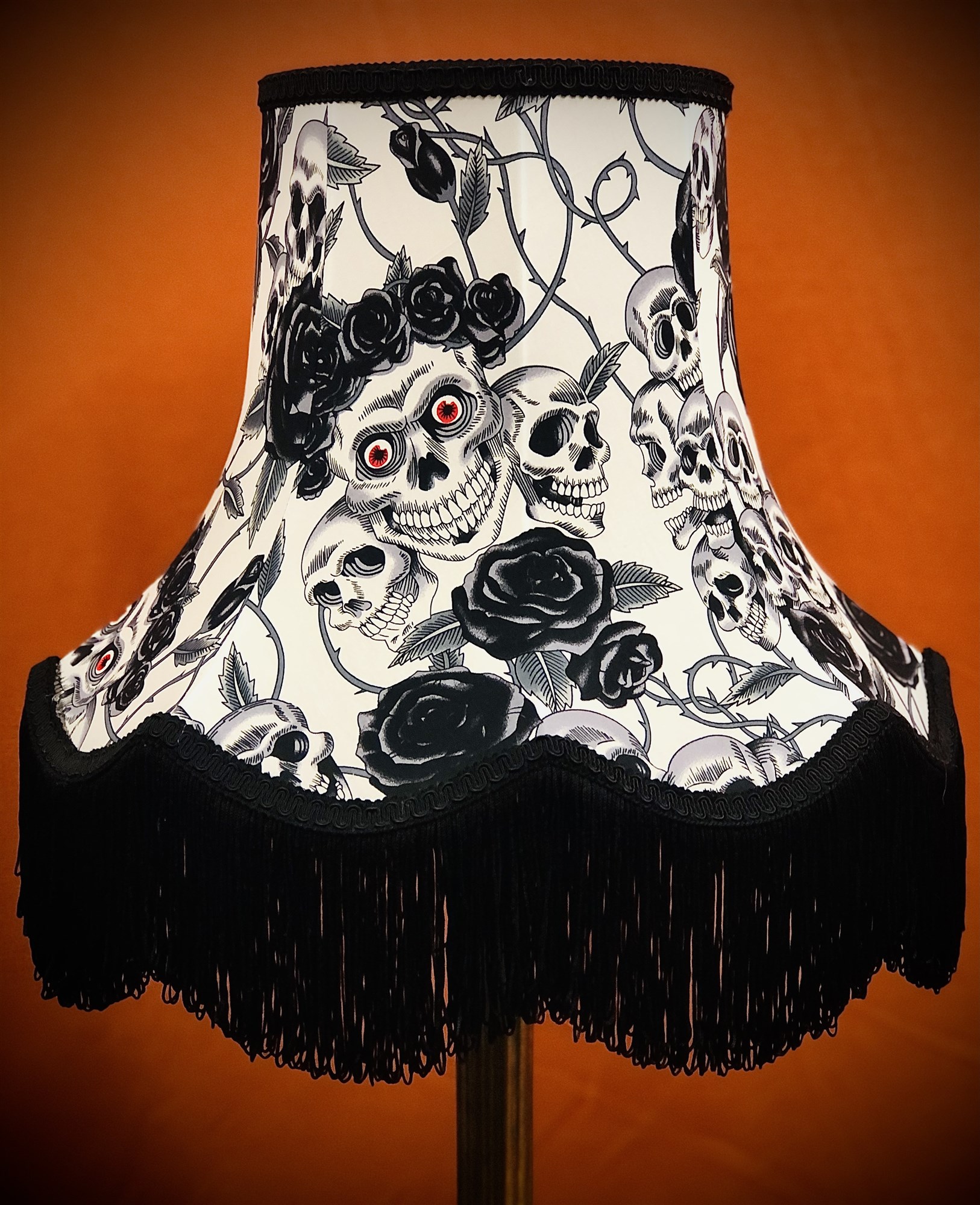 Gothic Skulls and Roses White Fabric Lampshades