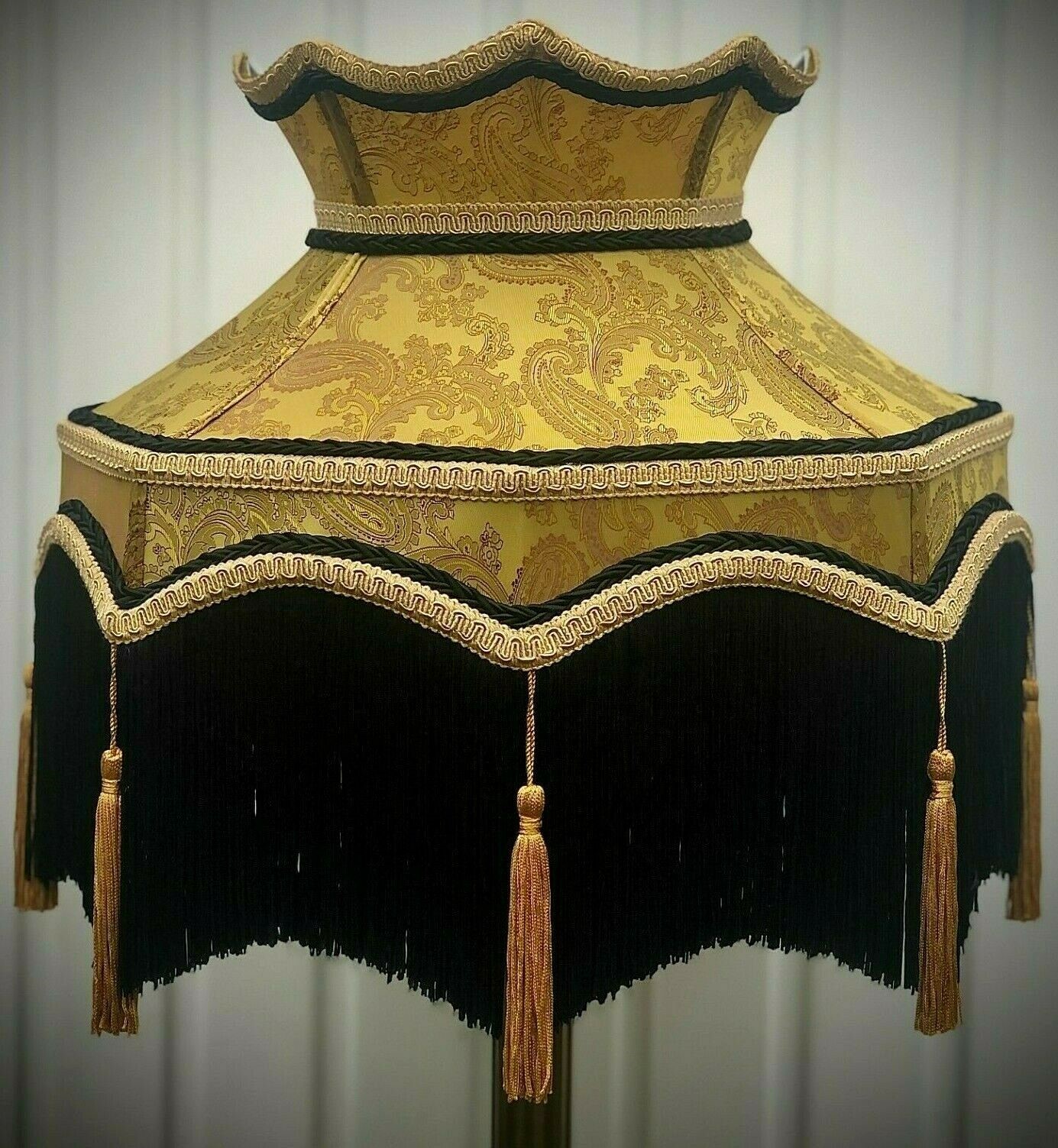 Paisley Gold and Black Downton Abbey Crown Fabric Lampshade