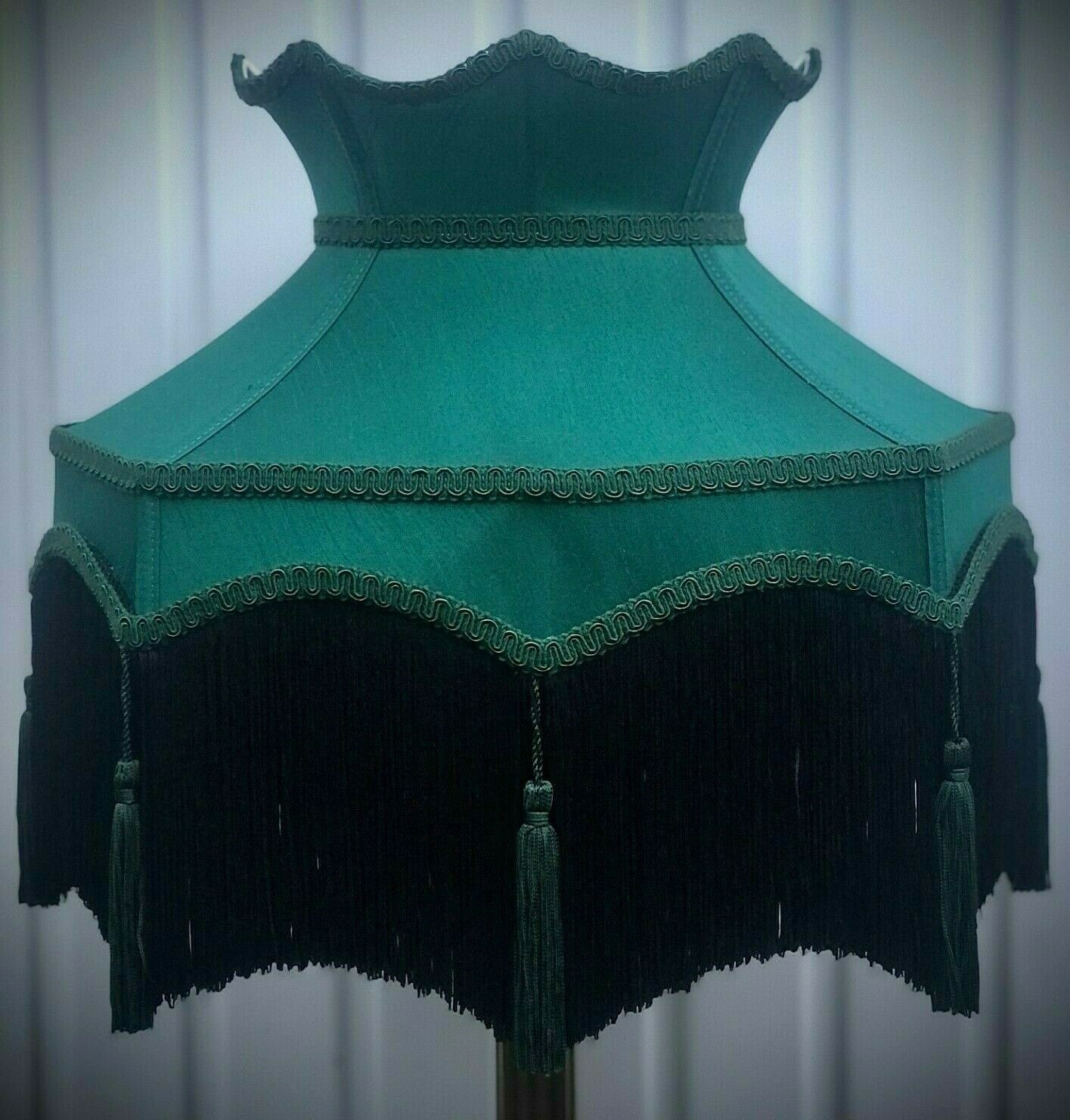 Holly Green and Black Downton Abbey Crown Fabric Lampshade