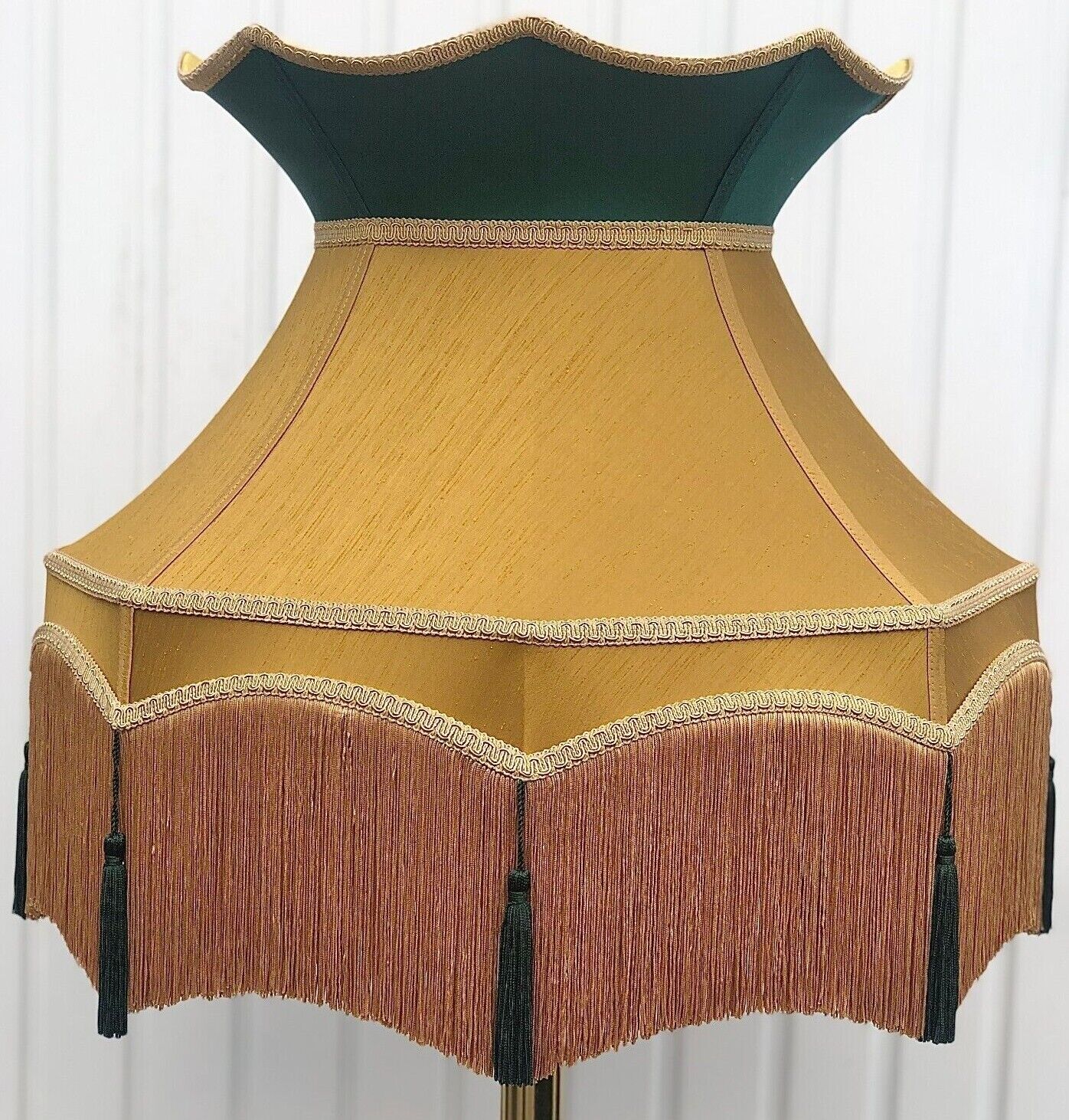 Mustard and Green Downton Abbey Crown Fabric Lampshade