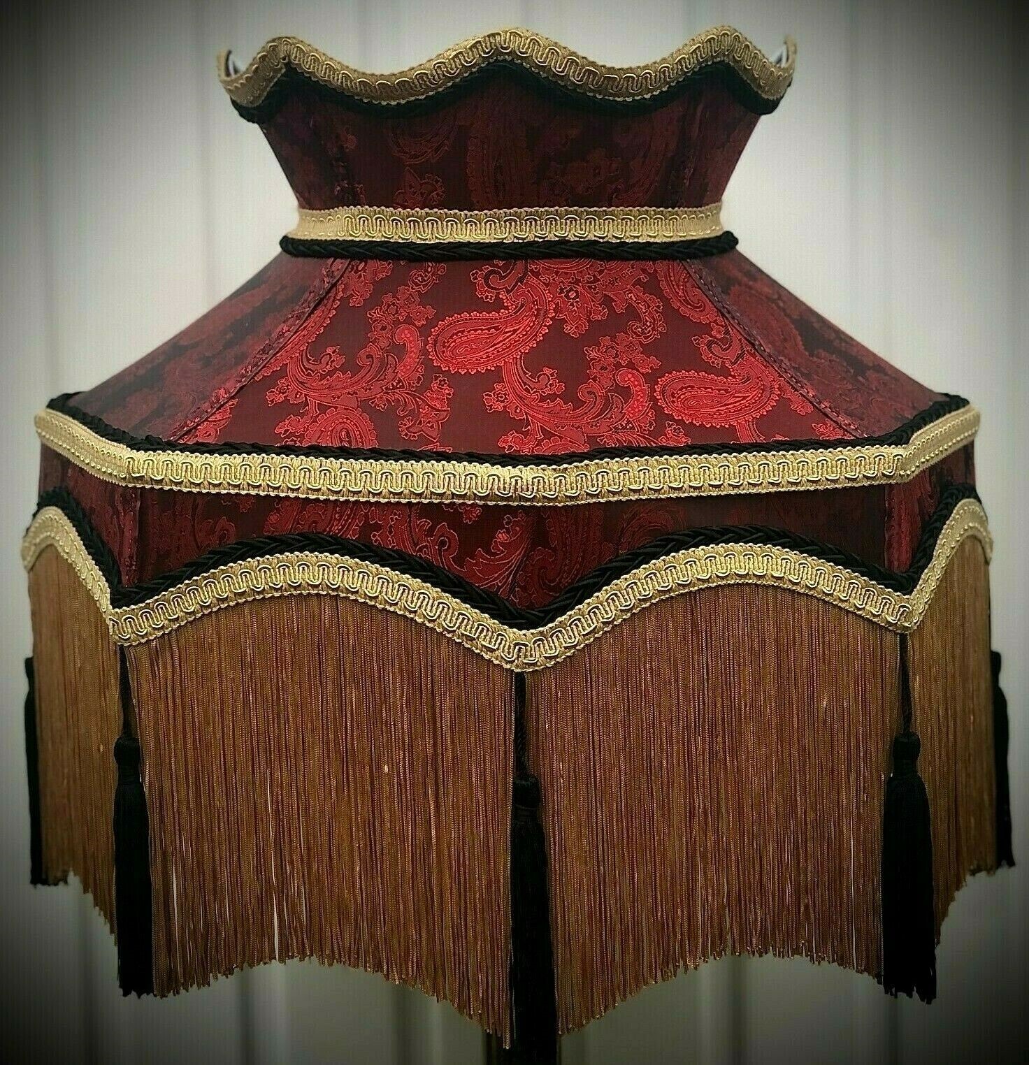 Paisley Red and Black Downton Abbey Crown Fabric Lampshade