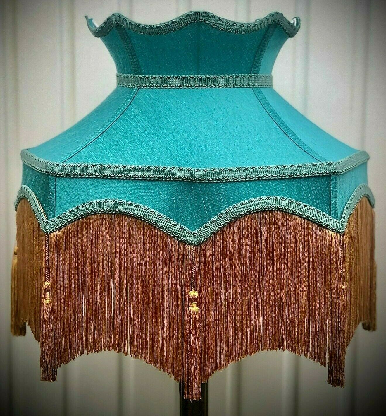 Teal Blue Downton Abbey Crown Fabric Lampshade