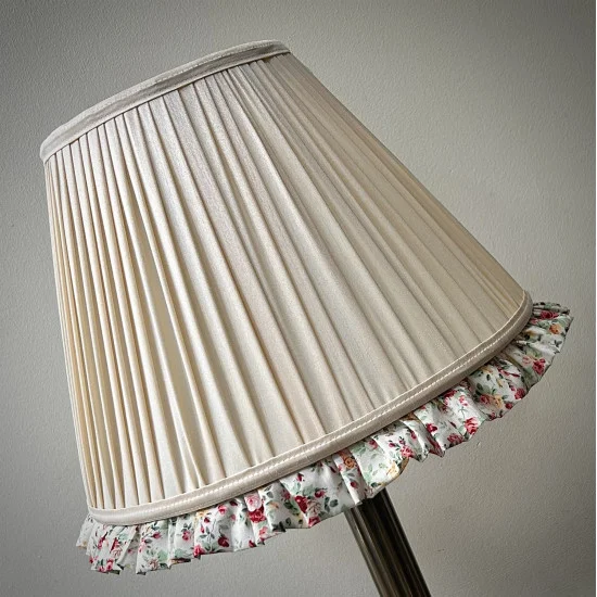 Cream Rose Floral Ruffled Bottom Tapered Empire Lampshade