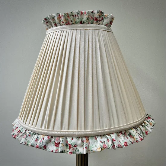 Cream Rose Floral Ruffled Fabric Tapered Empire Lampshade