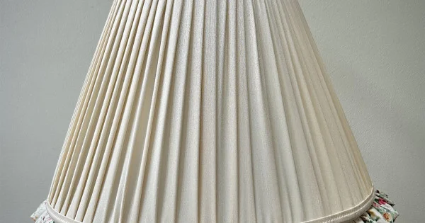 Cream Rose Floral Ruffled Fabric Tapered Empire Lampshade