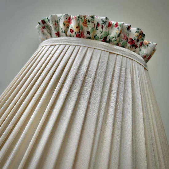 Cream Rose Floral Ruffled Fabric Tapered Empire Lampshade