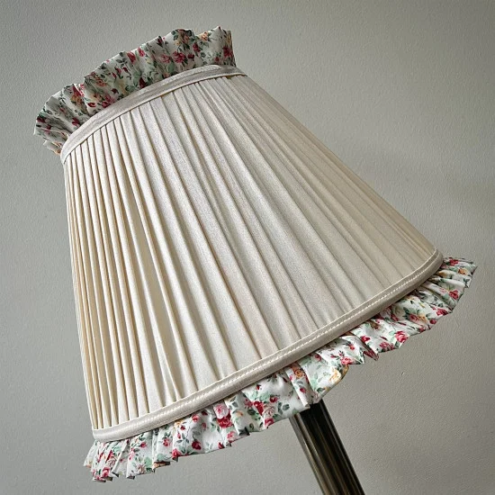 Cream Rose Floral Ruffled Fabric Tapered Empire Lampshade