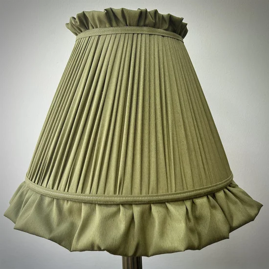 Olive Green Ruffled Fabric Lampshade