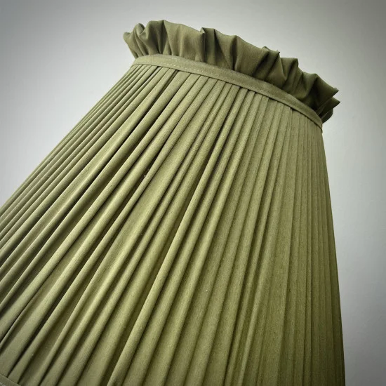 Olive Green Ruffled Fabric Lampshade