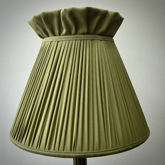 Olive Green Ruffled Top Fabric Lampshade