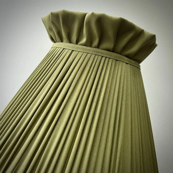 Olive Green Ruffled Top Fabric Lampshade