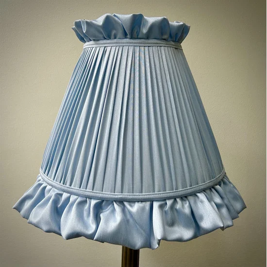 Powder Blue Ruffled Fabric Lampshade