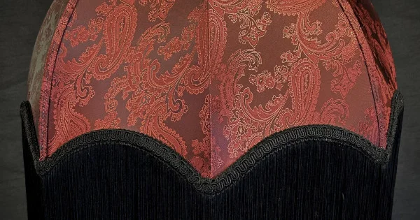 Paisley Jacquard Red and Black Parachute Dome Fabric Lampshade