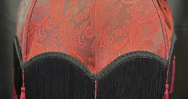 Paisley Jacquard Red and Black Tasseled Parachute Dome Lampshade
