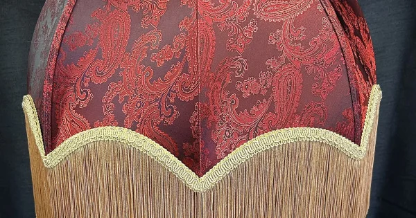 Paisley Jacquard Red Gold Parachute Dome Fabric Lampshade