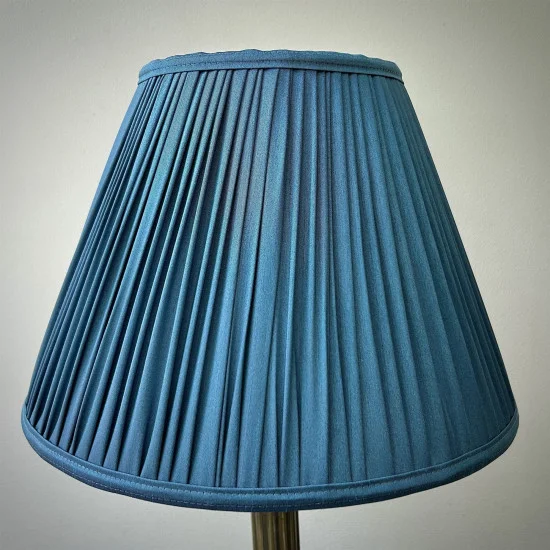 Slate Blue Gathered Fabric Lampshade