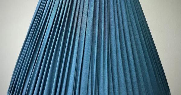 Slate Blue Gathered Fabric Lampshade