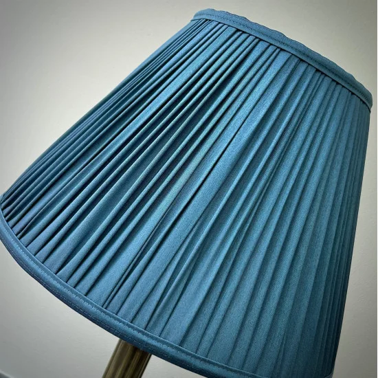Slate Blue Gathered Fabric Lampshade