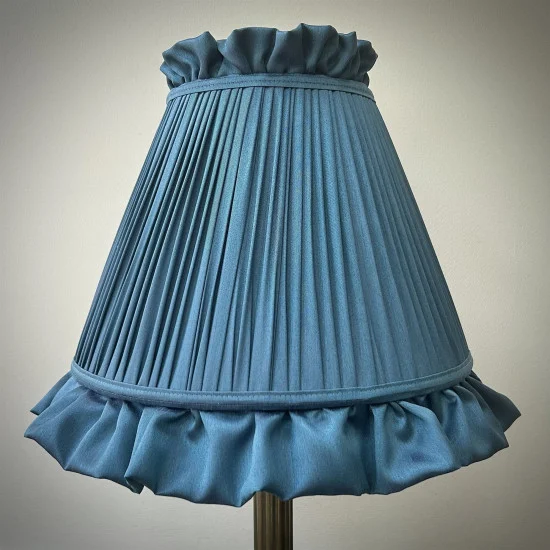 Slate Blue Ruffled Fabric Lampshade