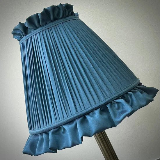 Slate Blue Ruffled Fabric Lampshade