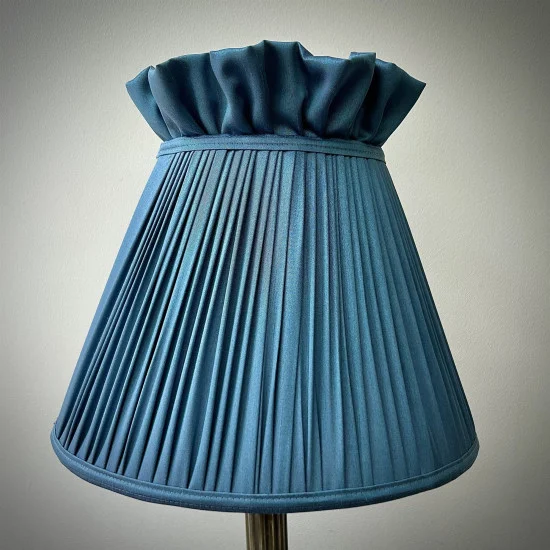 Slate Blue Ruffled Top Fabric Lampshade