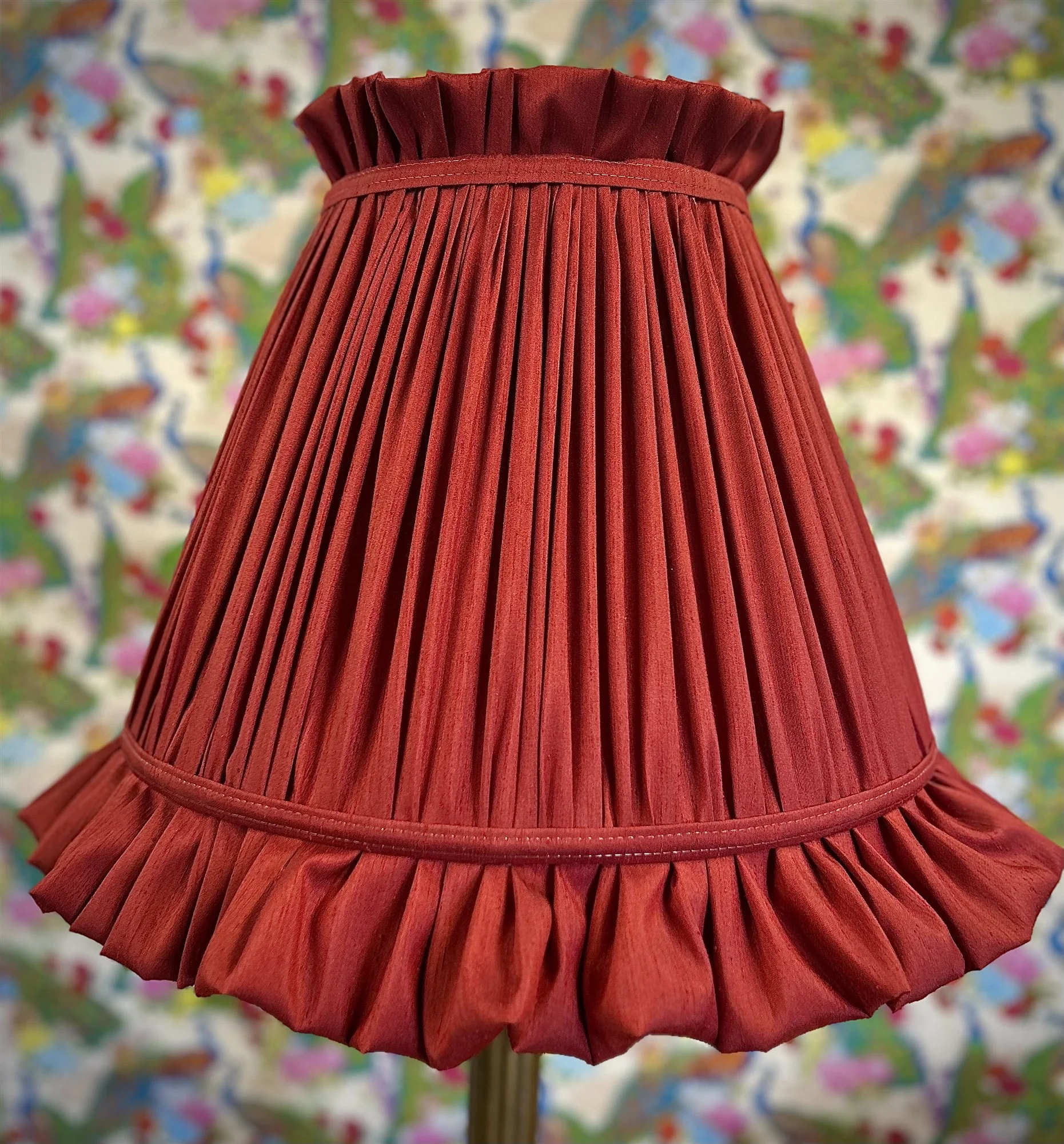 Ruffled Fabric Lamp Shades Restored Early American Silk Ruffled