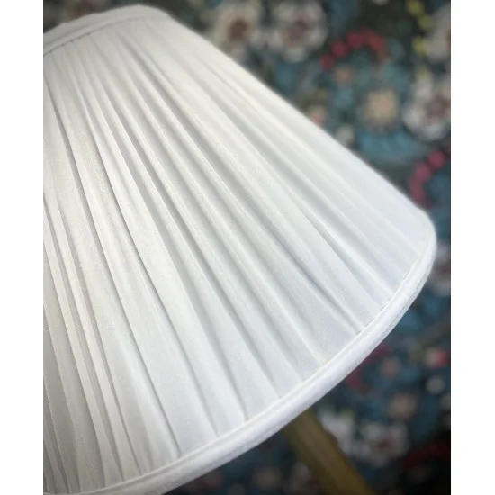 White Gathered Fabric Lampshade