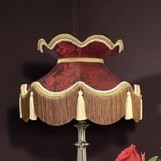 Paisley Jacquard Ruby Red Victorian Fabric Lampshade