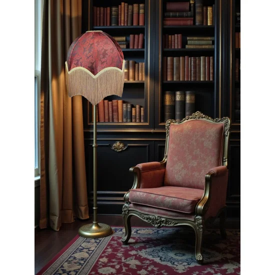 Paisley Jacquard Red Gold Parachute Dome Fabric Lampshade
