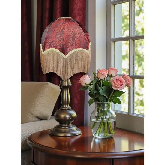 Paisley Jacquard Red Gold Parachute Dome Fabric Lampshade