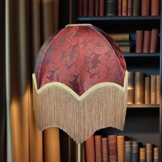 Paisley Jacquard Red Gold Parachute Dome Fabric Lampshade