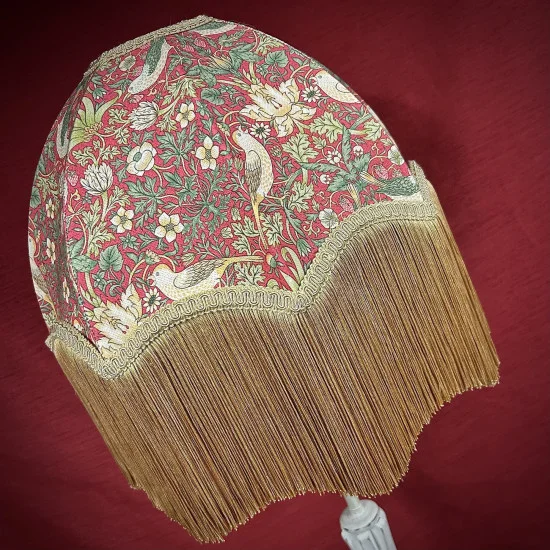 William Morris Strawberry Thief Crimson Parachute Dome Fabric Lampshade