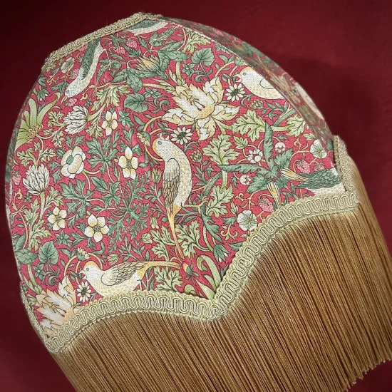 William Morris Strawberry Thief Crimson Parachute Dome Fabric Lampshade