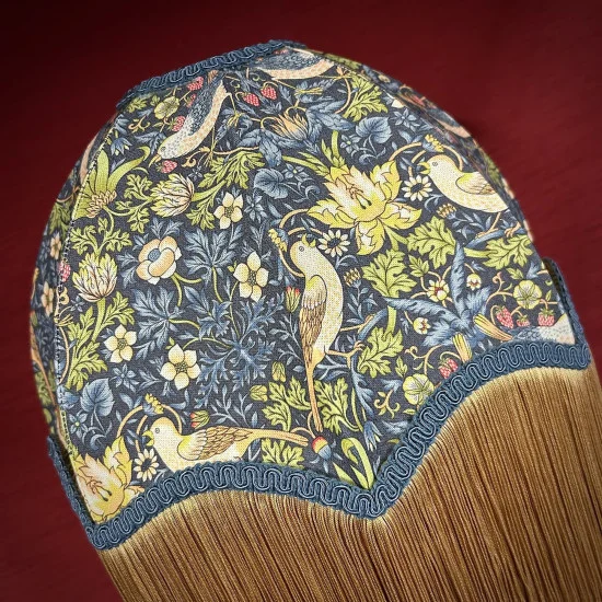 William Morris Strawberry Thief Navy Slate Parachute Dome Fabric Lampshade