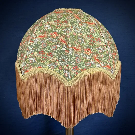 William Morris Strawberry Thief Sage Gold Parachute Dome Fabric Lampshade