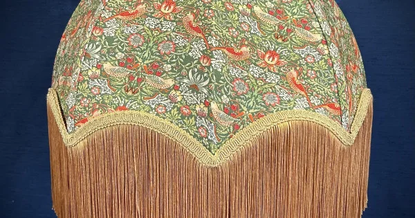 William Morris Strawberry Thief Sage Gold Parachute Dome Fabric Lampshade