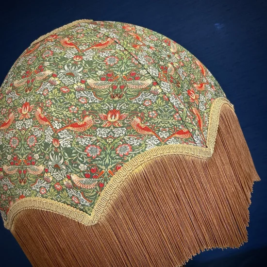 William Morris Strawberry Thief Sage Gold Parachute Dome Fabric Lampshade