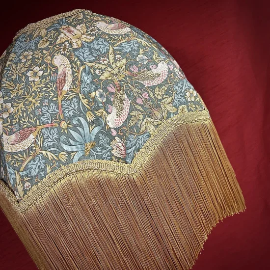 William Morris Strawberry Thief Teal Parachute Dome Fabric Lampshade