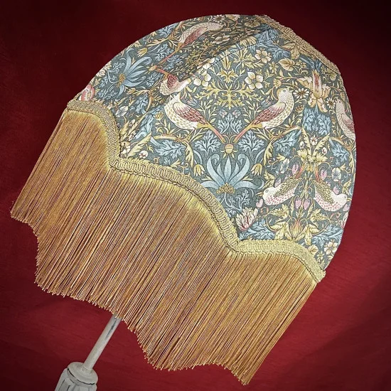 William Morris Strawberry Thief Teal Parachute Dome Fabric Lampshade